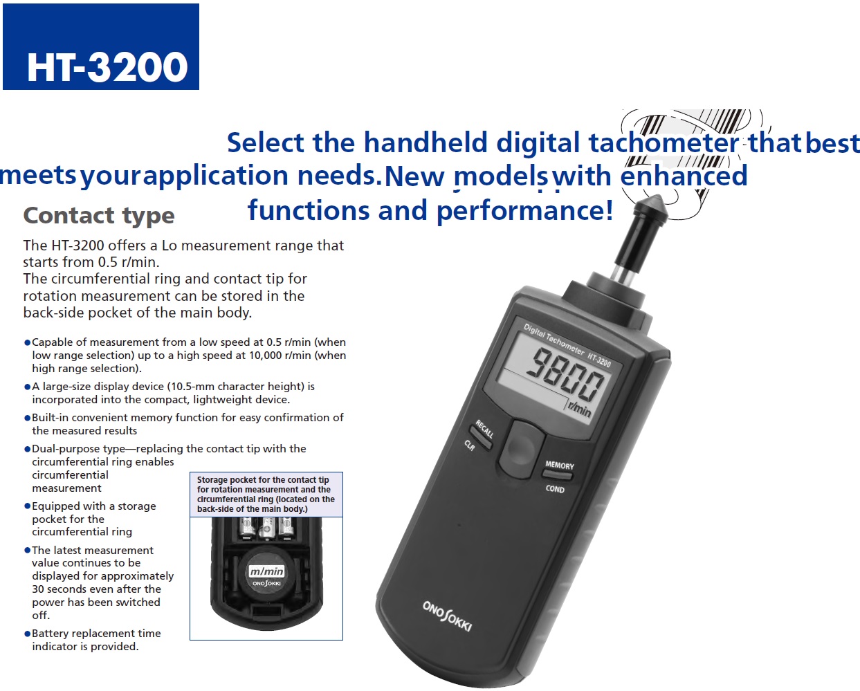Ichiban Precision Sdn Bhd - Ono Sokki - Ono Sokki Contact type Handheld Digital Tachometer